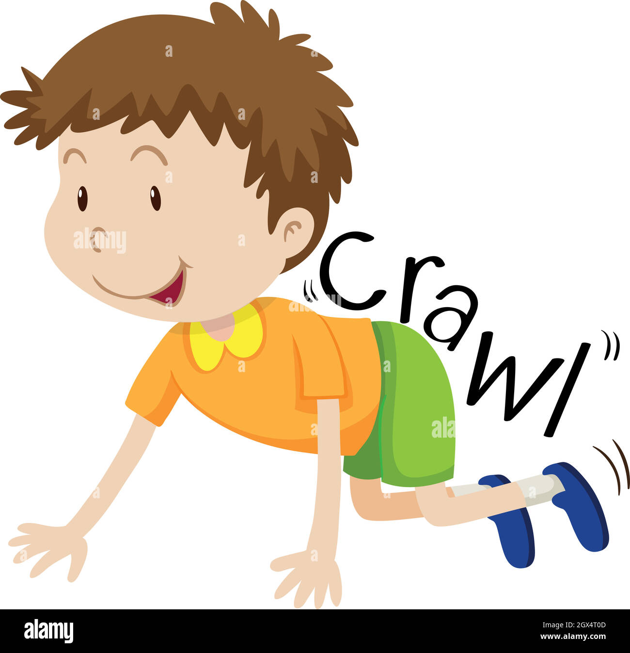 Little boy in yellow shirt crawling Stock Vector Image & Art - Alamy