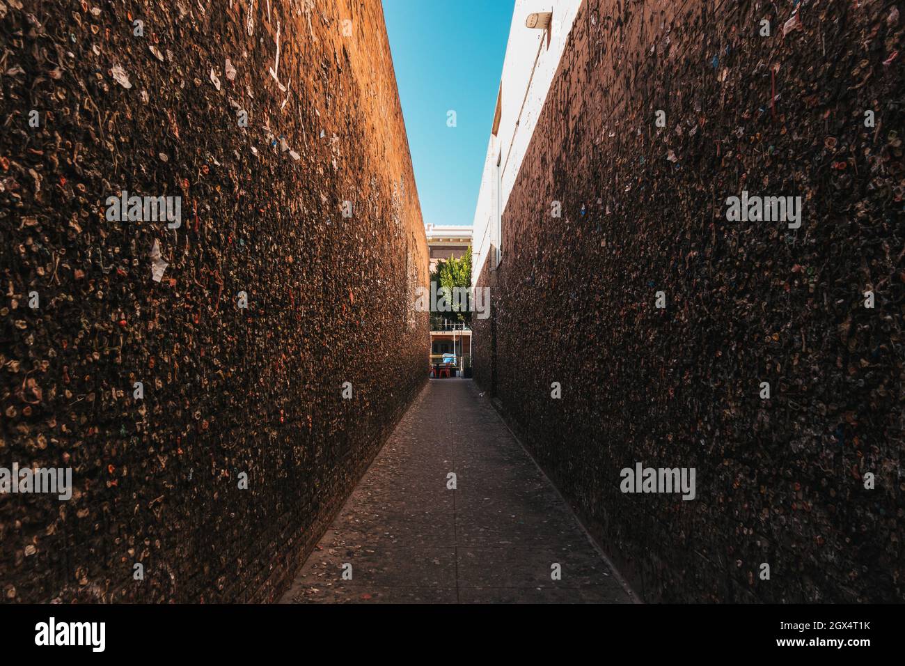 Bubblegum Alley, a narrow pedestrian way in San Luis Obispo, CA where ...