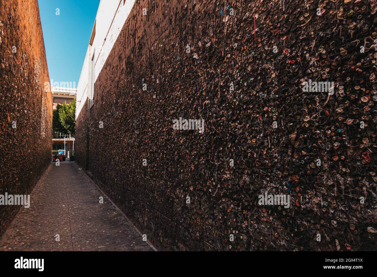 Bubblegum Alley, a narrow pedestrian way in San Luis Obispo, CA where ...