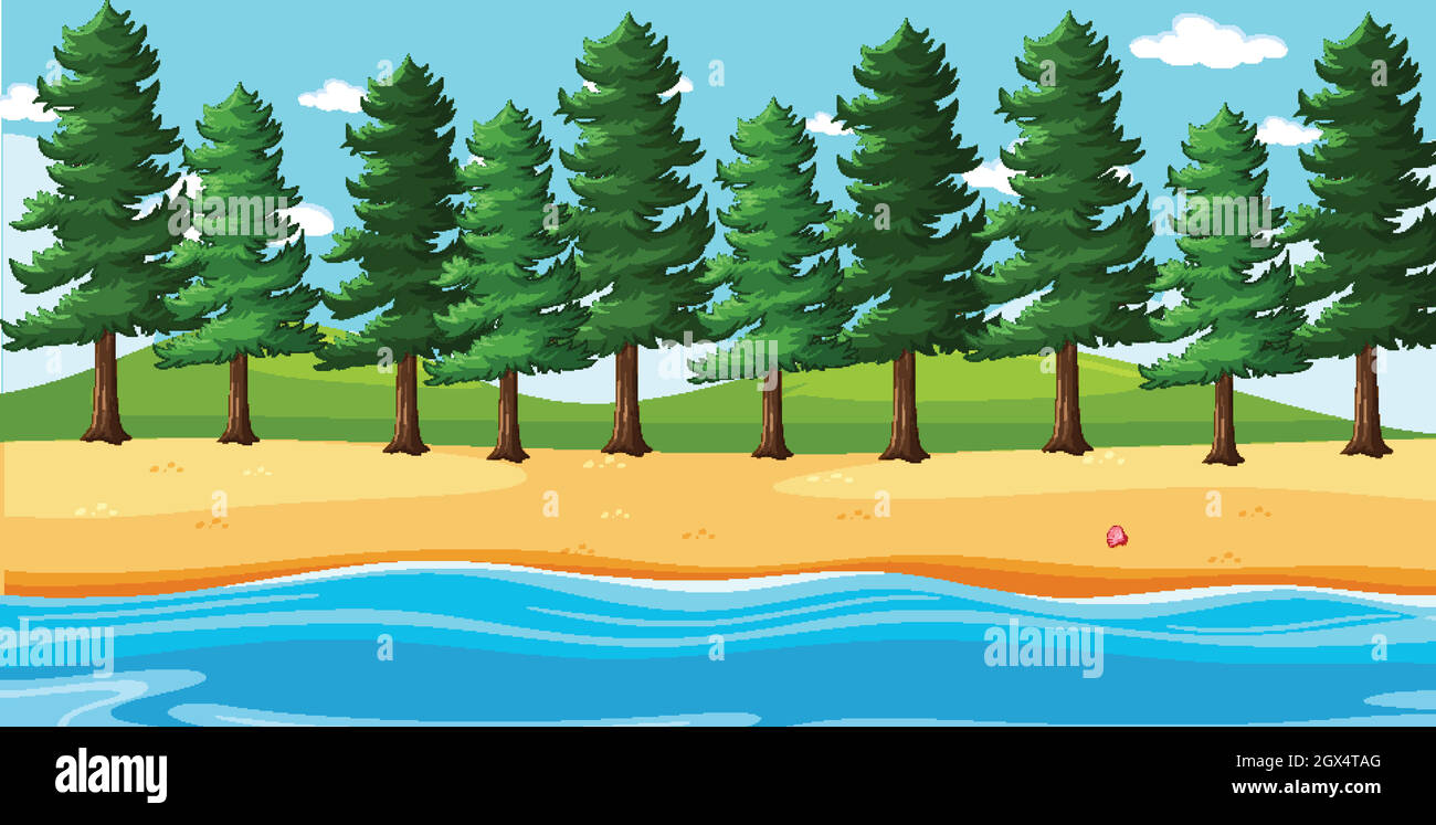 Rock beach in summer Stock Vector Images - Alamy