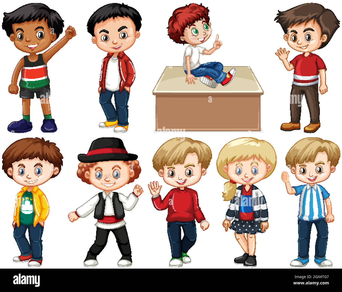 Set of happy children doing different actions Stock Vector Image & Art ...