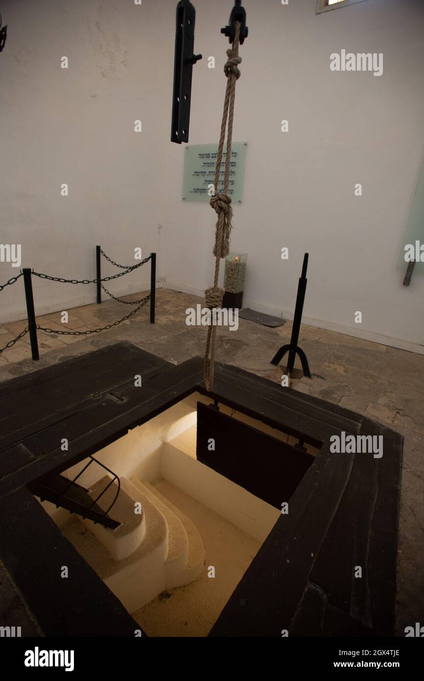 Execution room With the hanging rope in Akko Prison. It is a former ...
