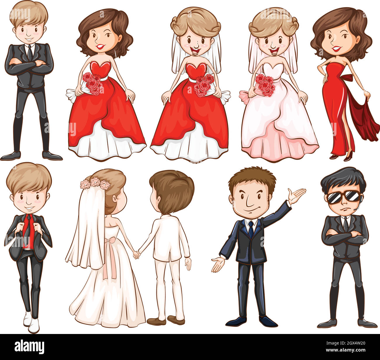 Woman in white wedding Stock Vector Images - Alamy