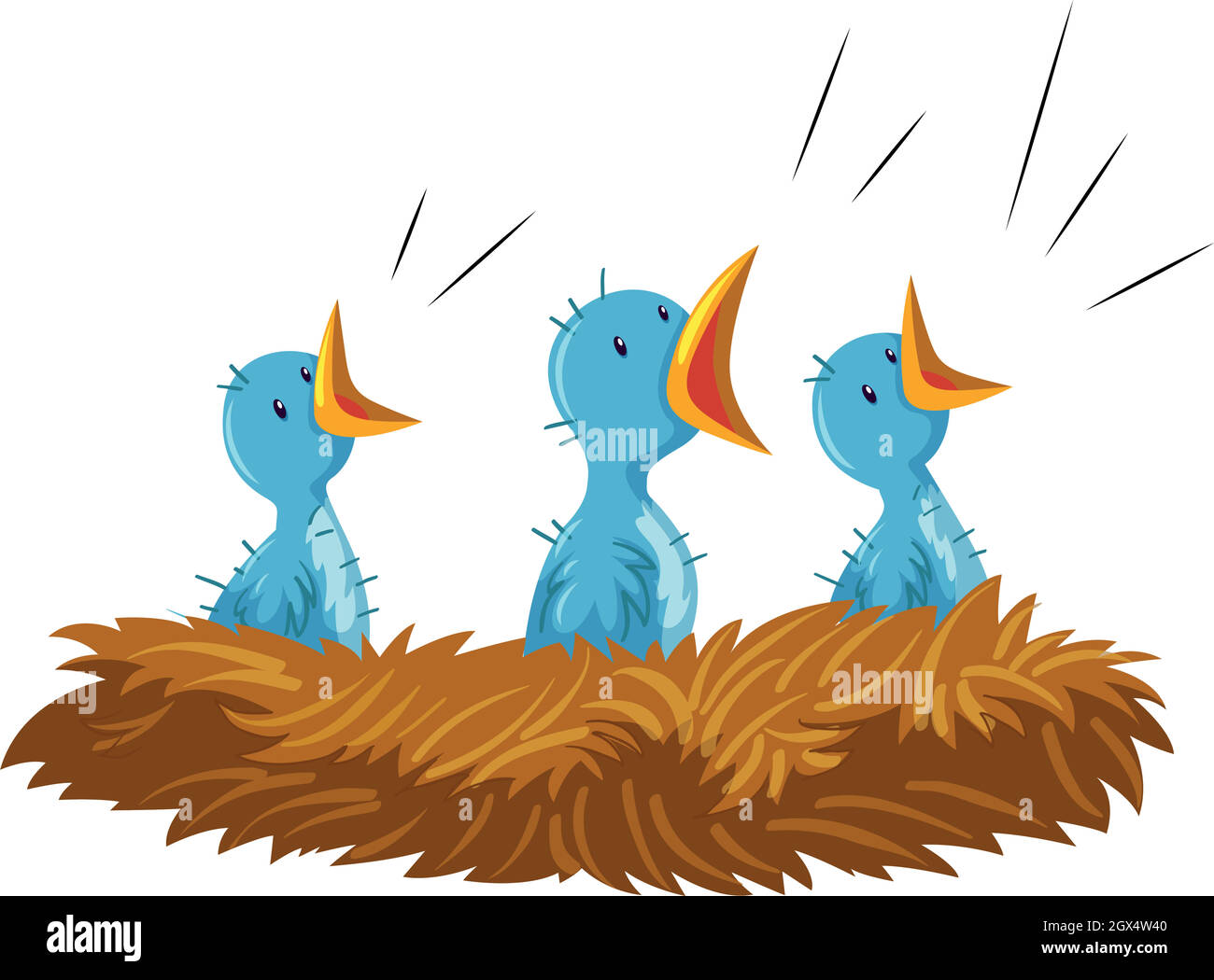 Three baby birds in nest Stock Vector Image & Art - Alamy