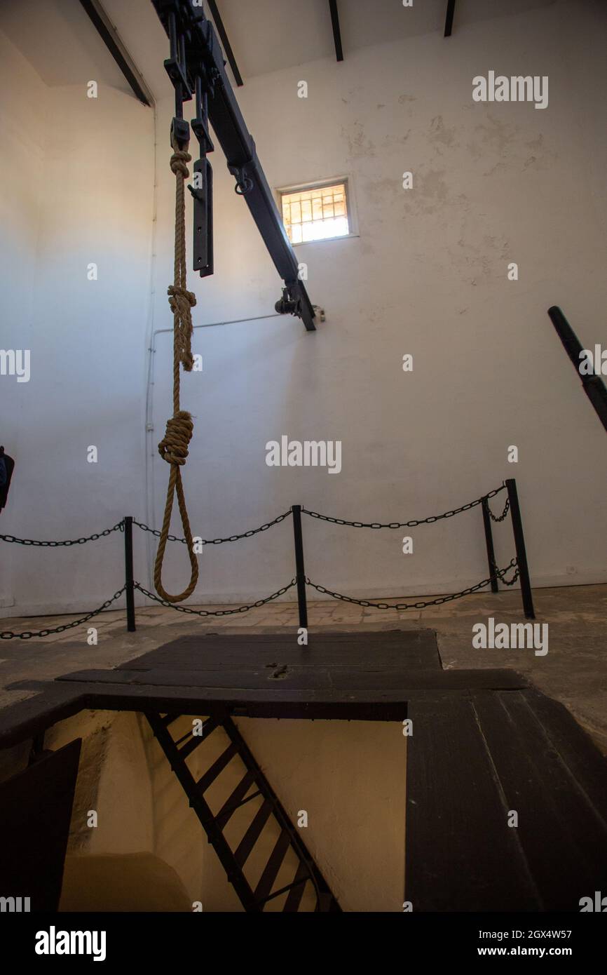 Execution room With the hanging rope in Akko Prison. It is a former ...