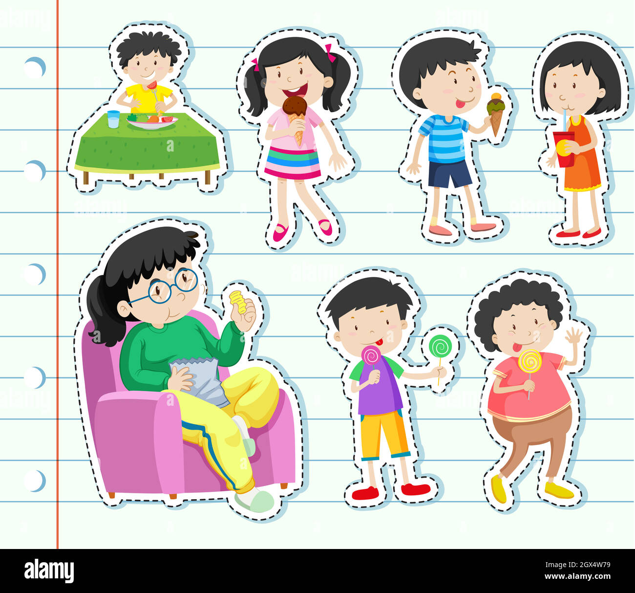 Sticker design with many kids eating sweets Stock Vector Image & Art ...