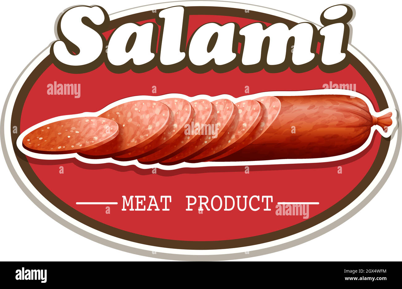 Sliced salami isolated on Stock Vector Images - Alamy