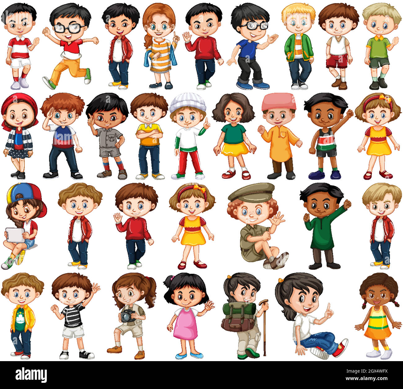 Set of happy children doing different actions Stock Vector Image & Art ...