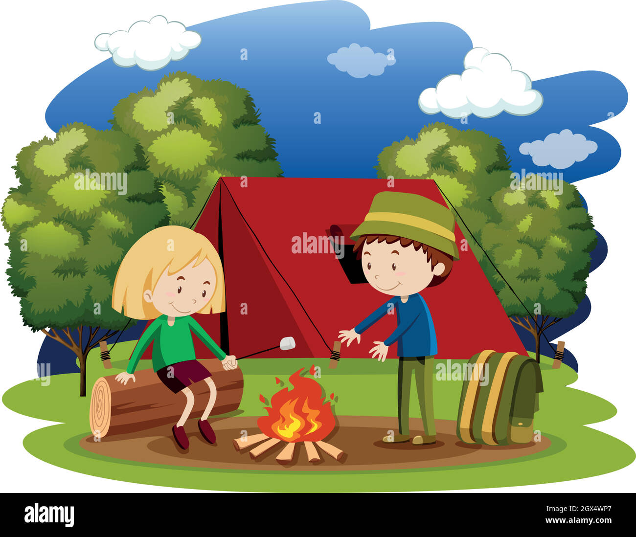 Woman backpacking Stock Vector Images - Alamy