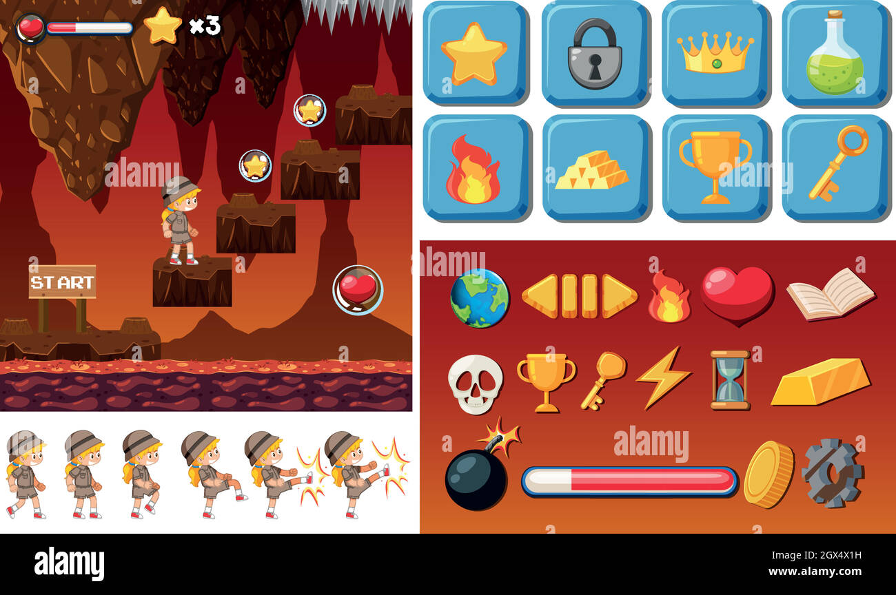 Adventure lava game template Stock Vector Image & Art - Alamy