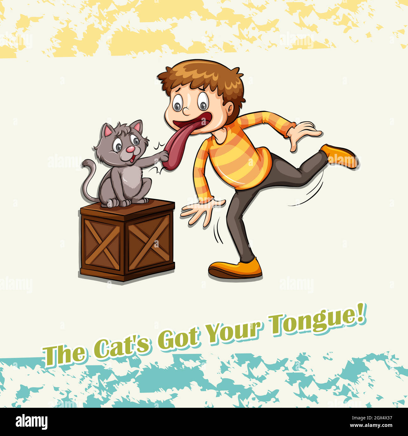 Cat pulling man's tongue Stock Vector Image & Art - Alamy