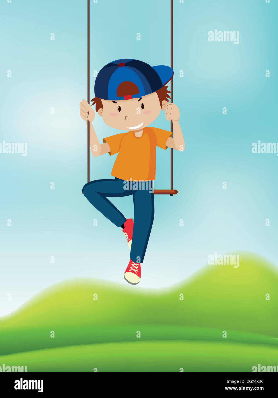 A boy playing on swing Stock Vector Image & Art - Alamy