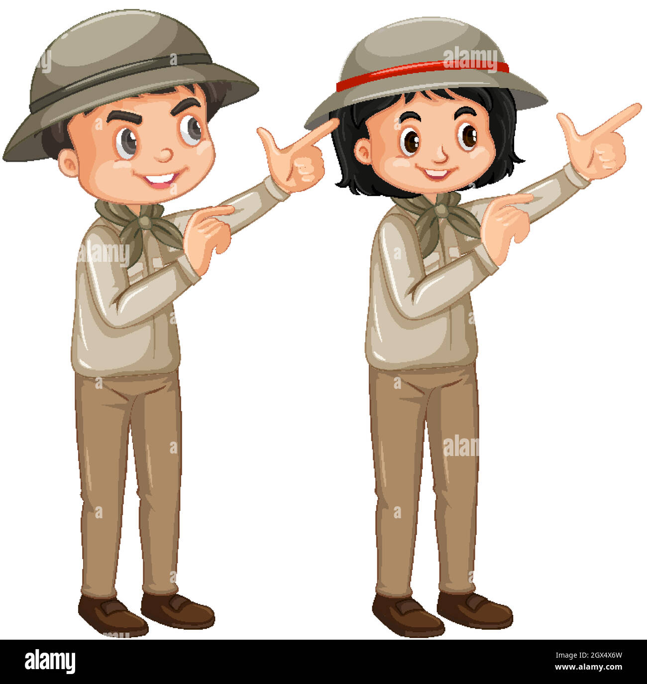 Boy and girl in safari outfit on white background Stock Vector Image ...