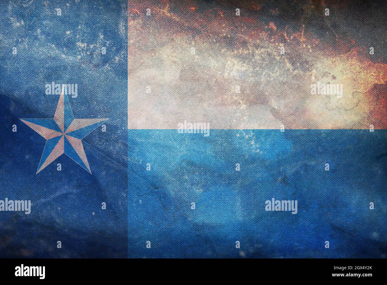 Top view of retro county of Dallas, Texas flag with grunge texture, USA ...