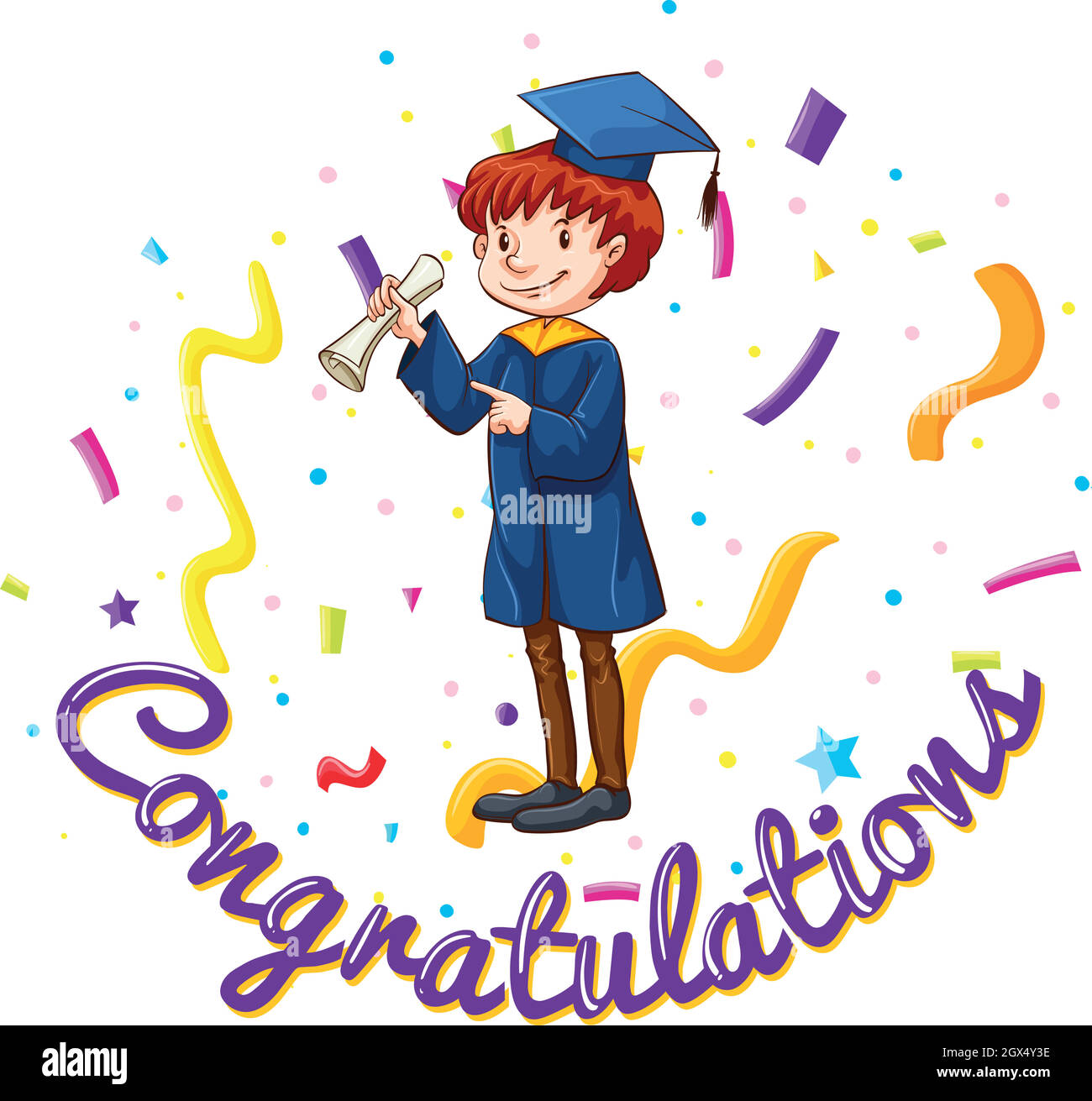 Congratulations card template with man in graduation gown Stock Vector ...