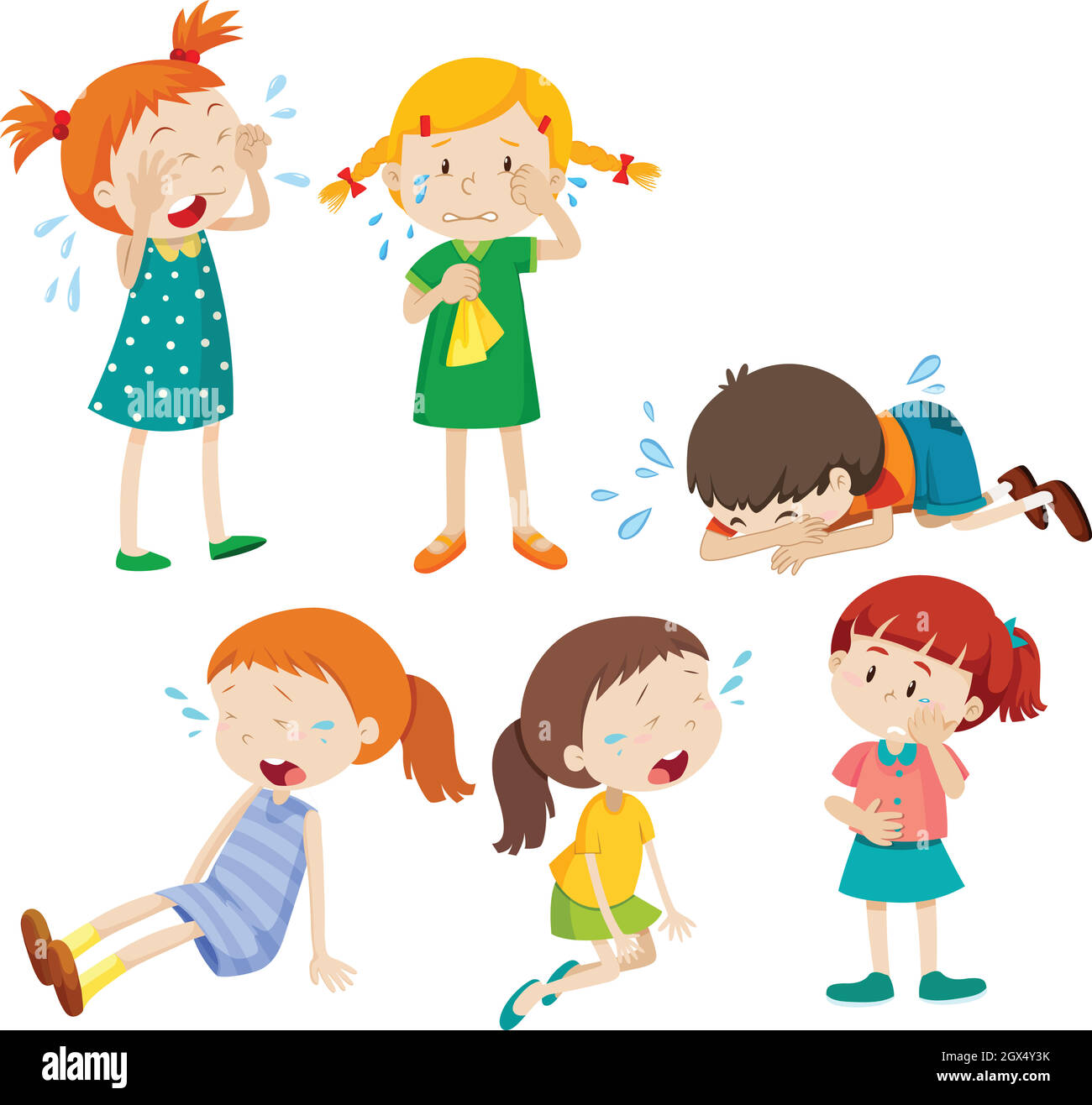 Crying Group Of People Cartoon