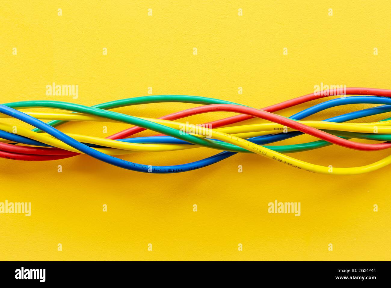 Colored electrical cables and wires, top view Stock Photo - Alamy
