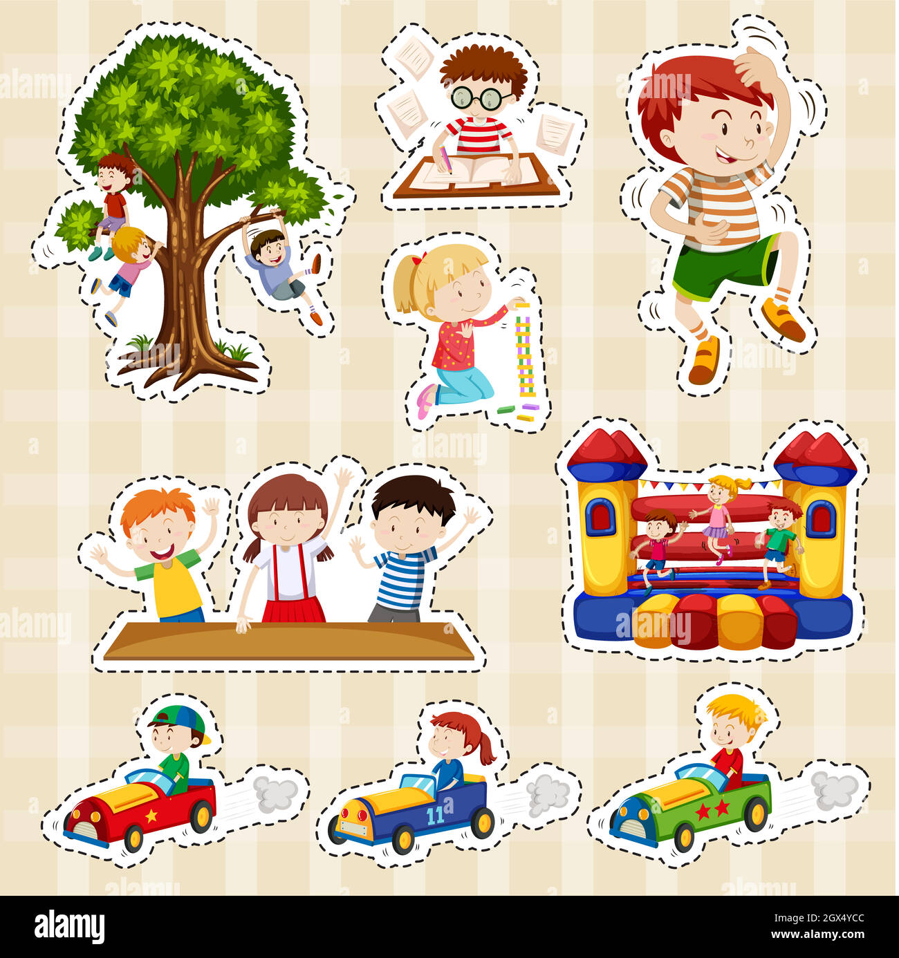 Sticker set for children playing Stock Vector Image & Art - Alamy