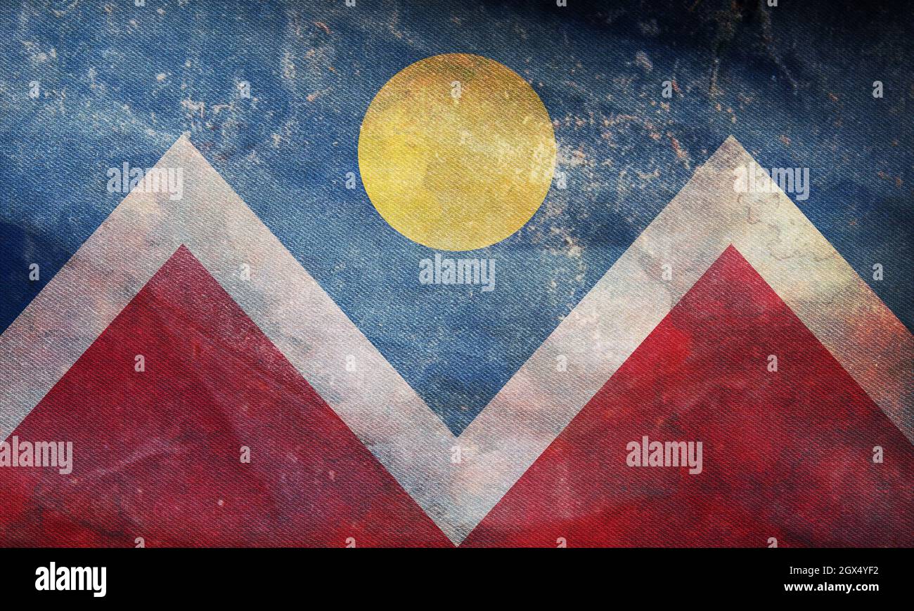 Top view of retro county of Denver, Colorado flag with grunge texture ...