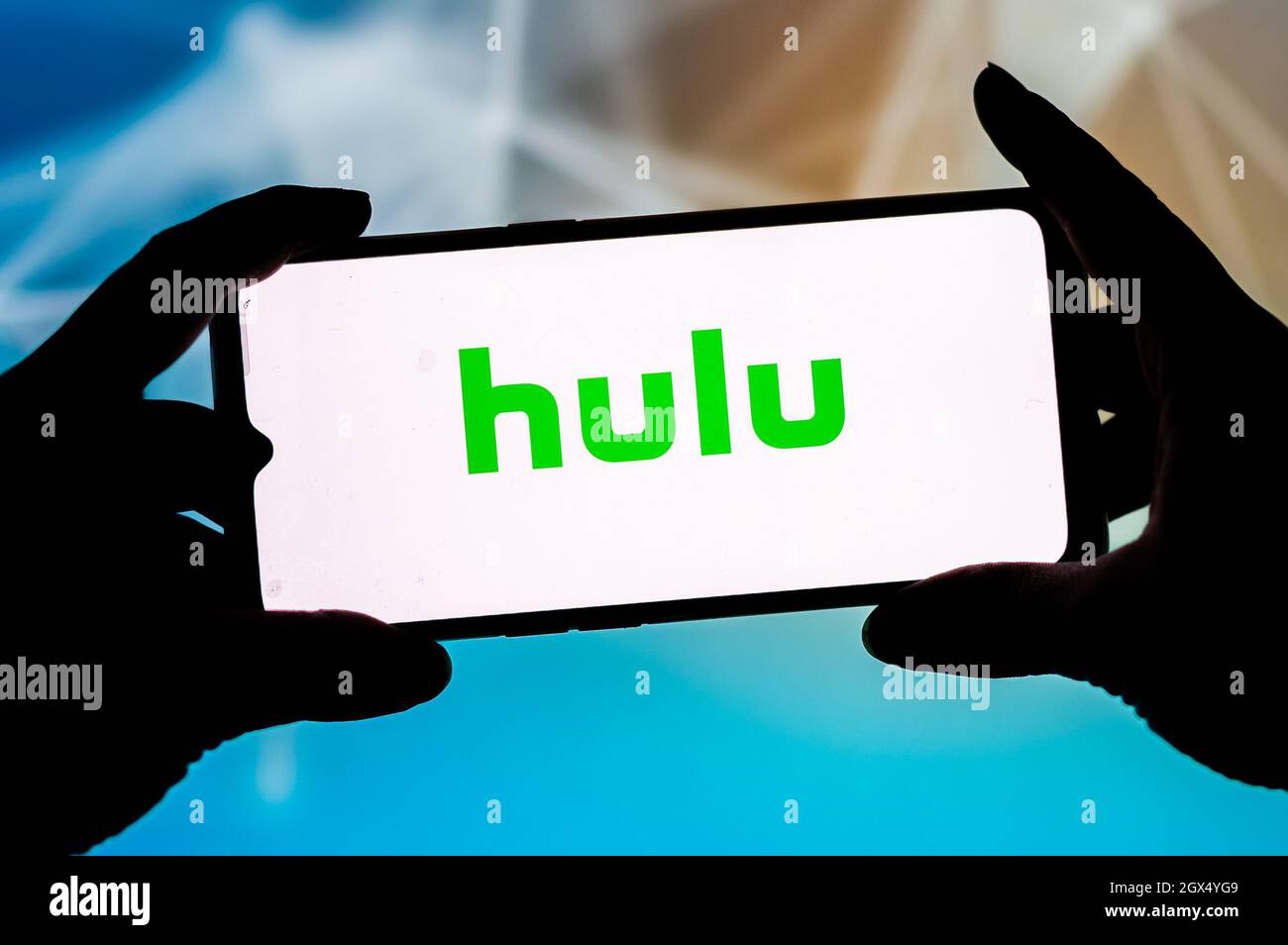 In this photo illustration a Hulu logo seen displayed on a smartphone ...