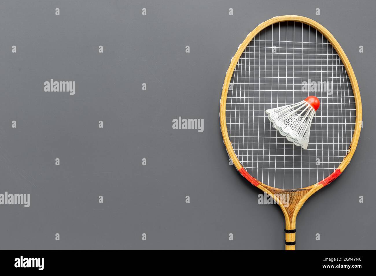 Sports eguipment of badminton racket and shuttlecock, top view Stock ...