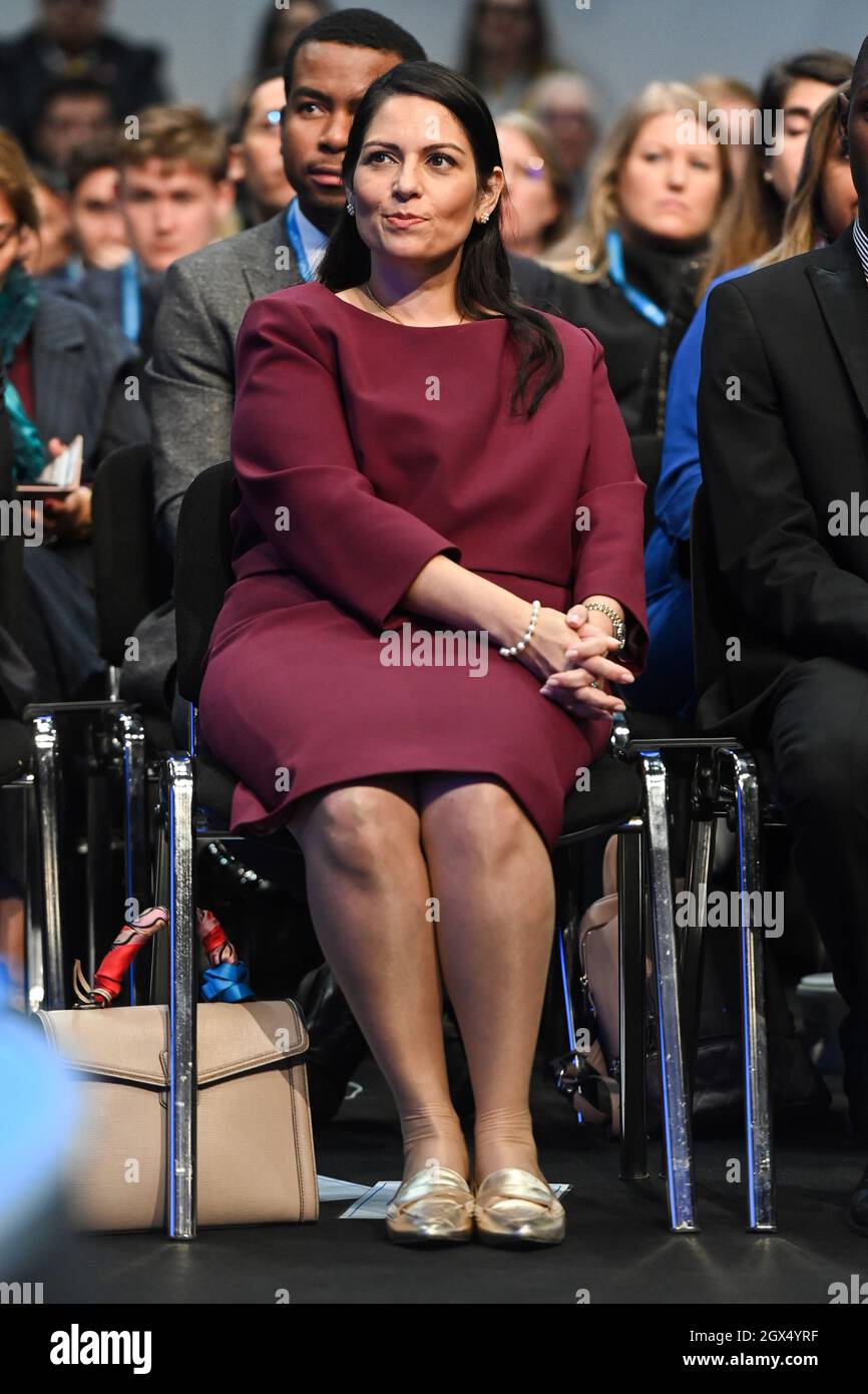 Manchester, UK. 4 October 2021. Home Secretary Priti Patel in the ...