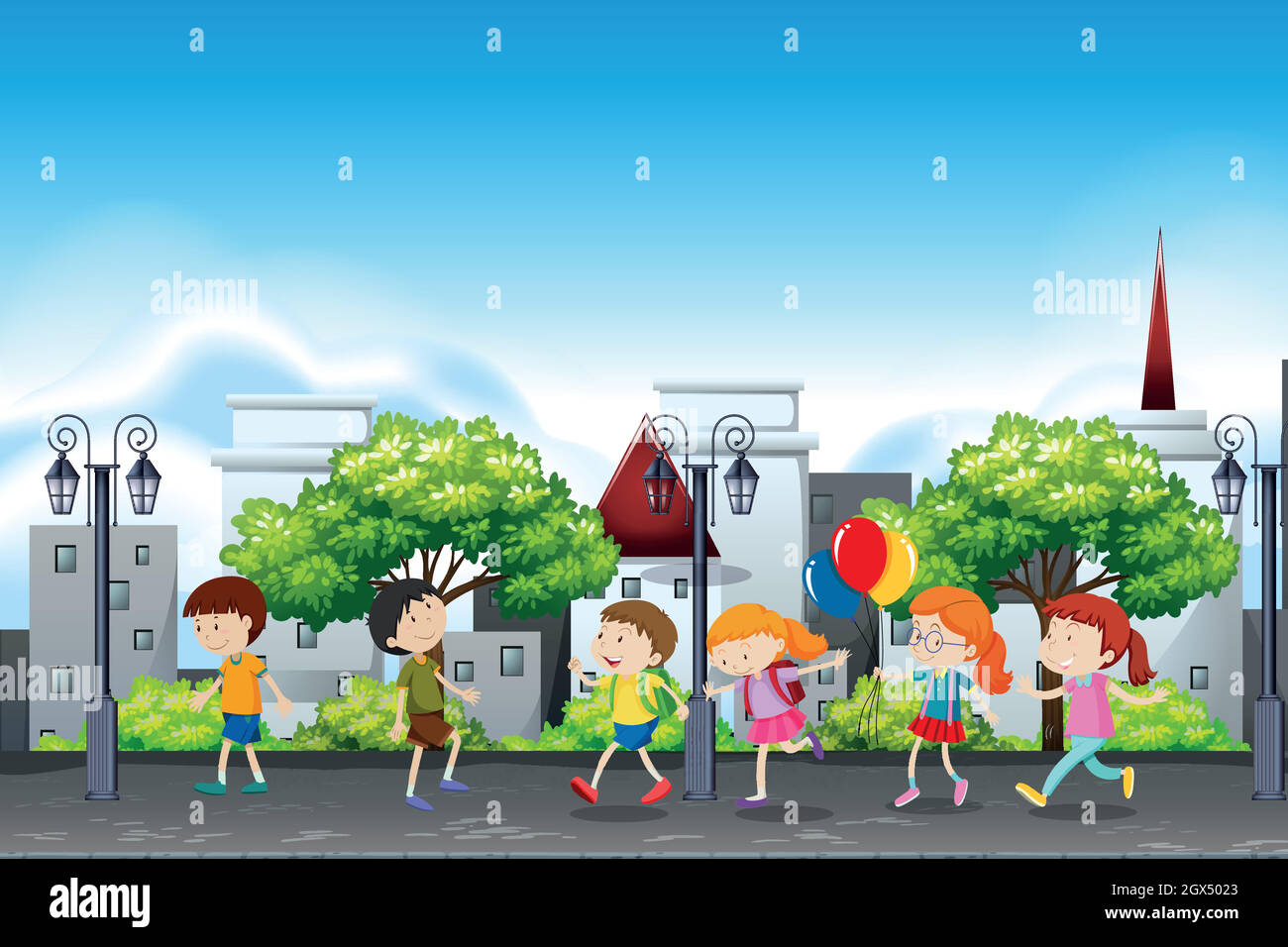 Girl in street Stock Vector Images - Alamy