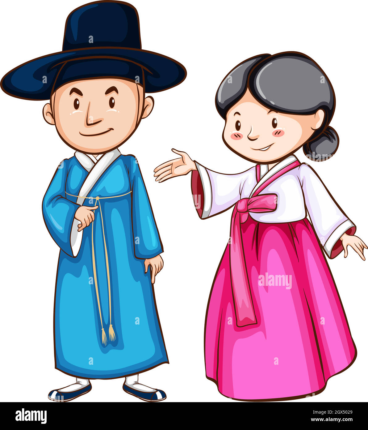 A simple drawing of people wearing the Asian attire Stock Vector Image ...