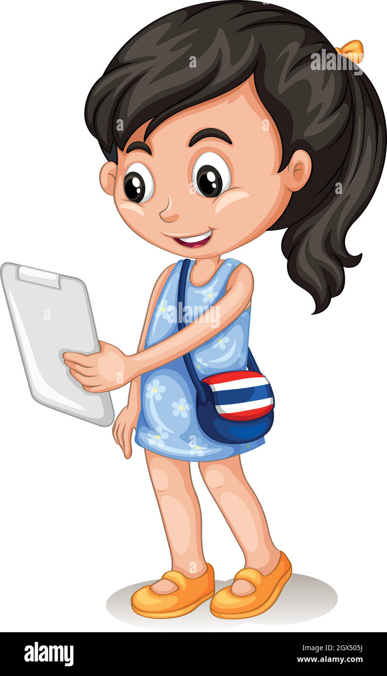 Little girl holding tablet computer Stock Vector Image & Art - Alamy