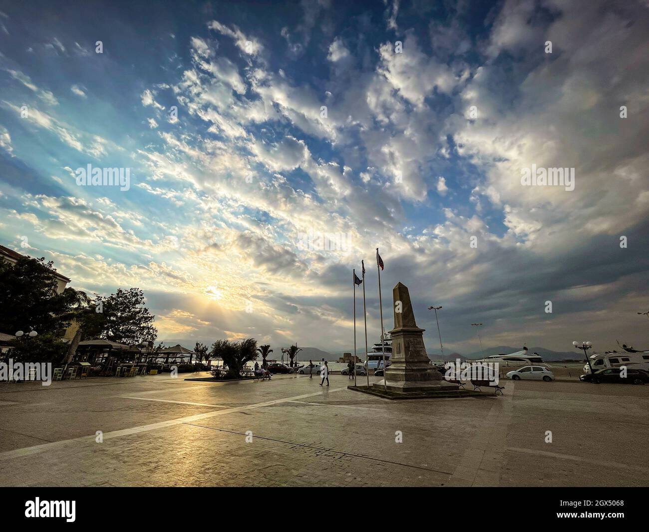Beautiful decorated streets of Nafplion with traditional architectural ...