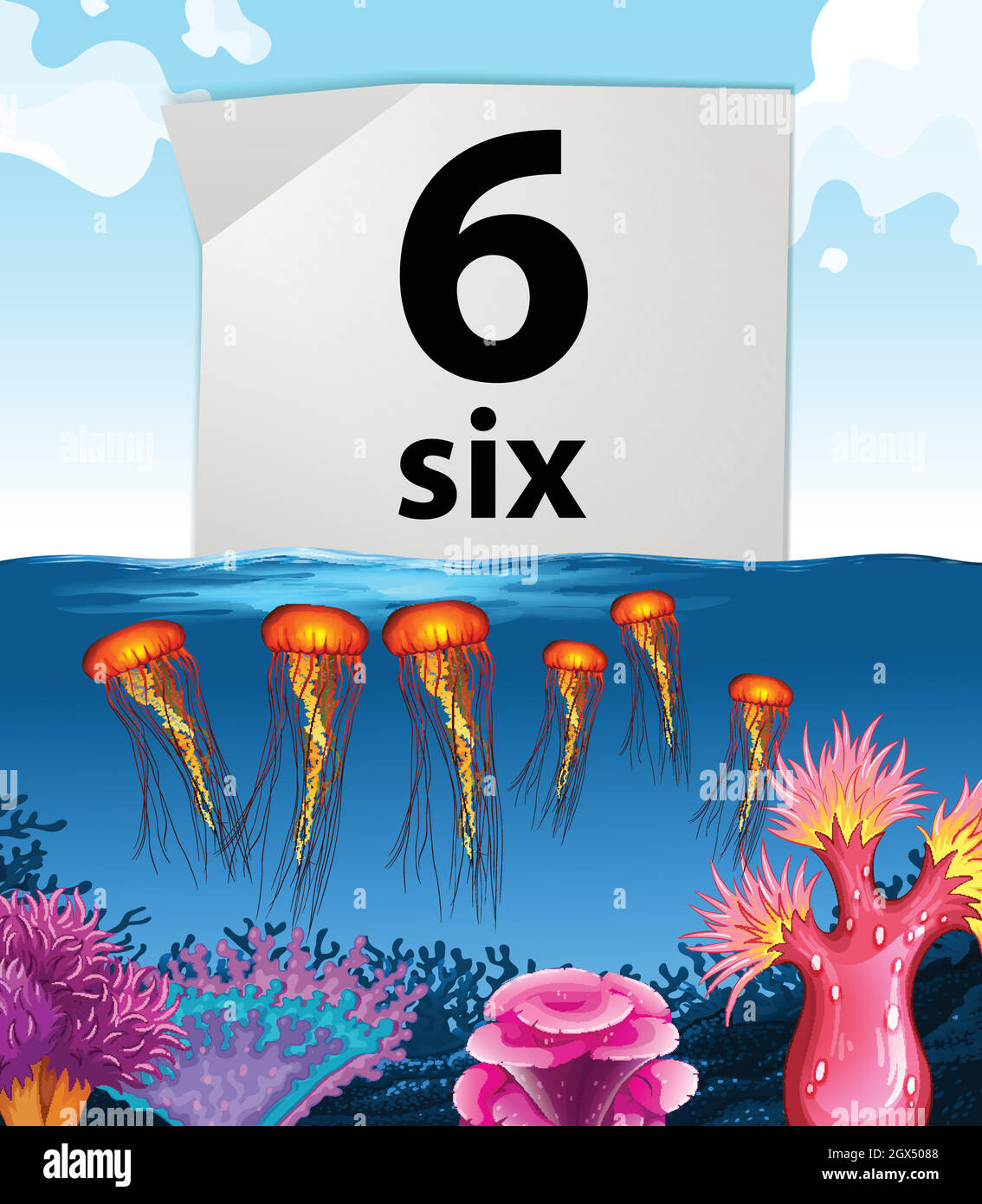Number six and six jellyfish underwater Stock Vector Image & Art - Alamy
