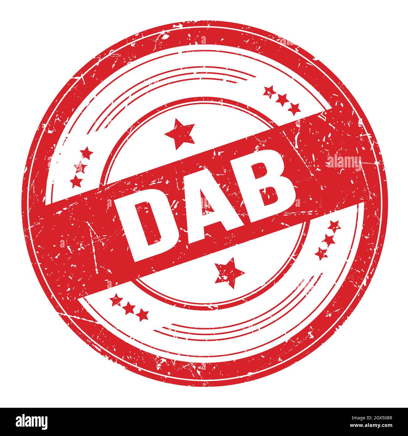 DAB text on red round grungy texture stamp Stock Photo - Alamy