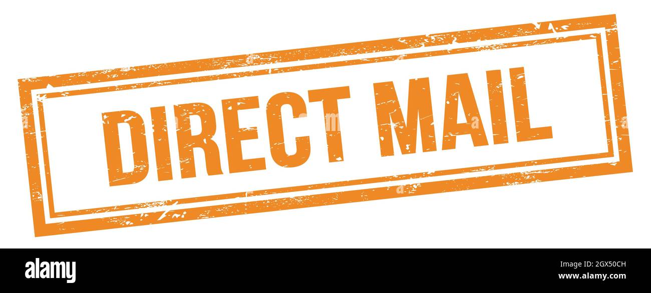 DIRECT MAIL text on orange grungy vintage rectangle stamp Stock Photo ...