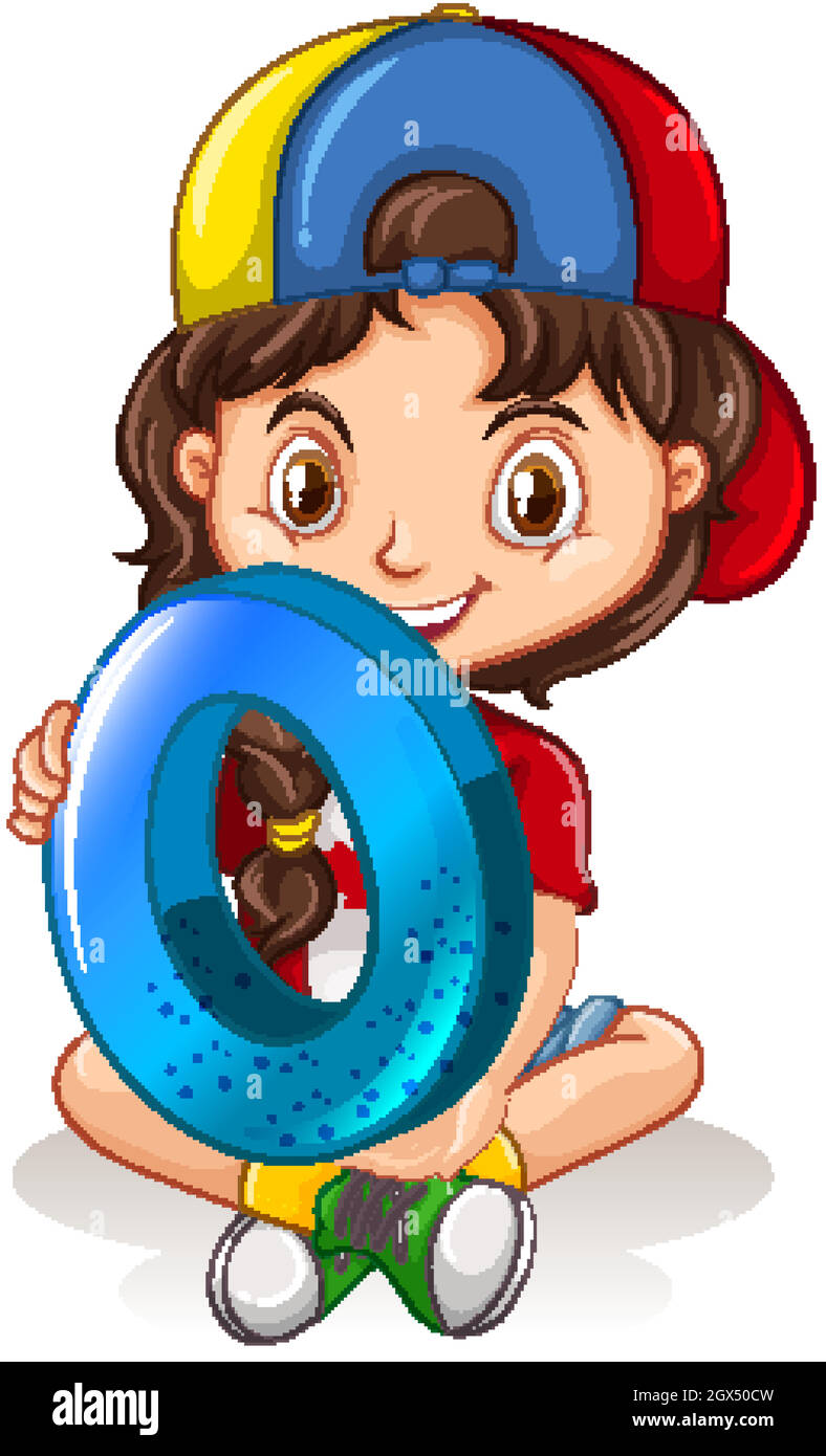 Canadian girl wearing cap holding math number zero Stock Vector Image ...