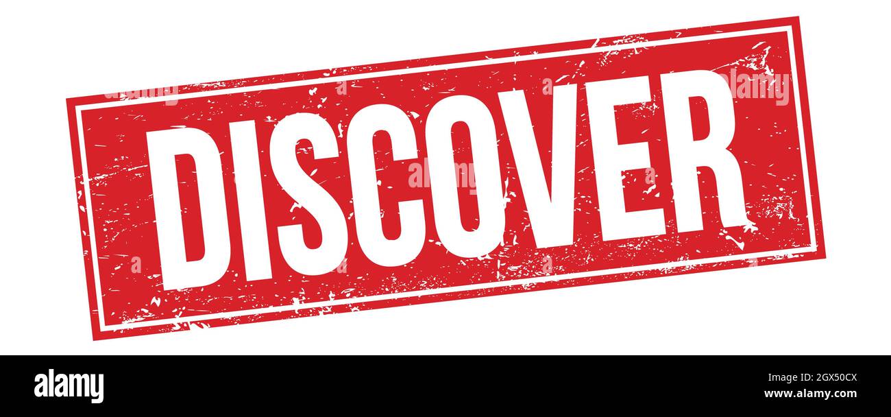 DISCOVER text on red grungy rectangle stamp sign Stock Photo - Alamy