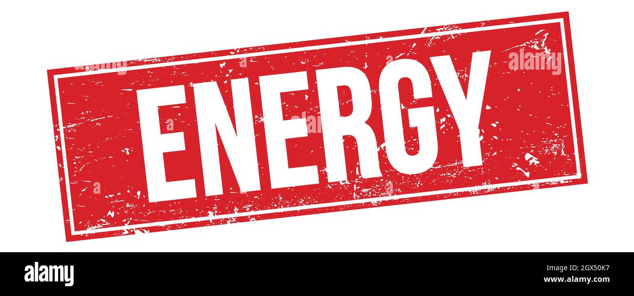 ENERGY text on red grungy rectangle stamp sign Stock Photo - Alamy