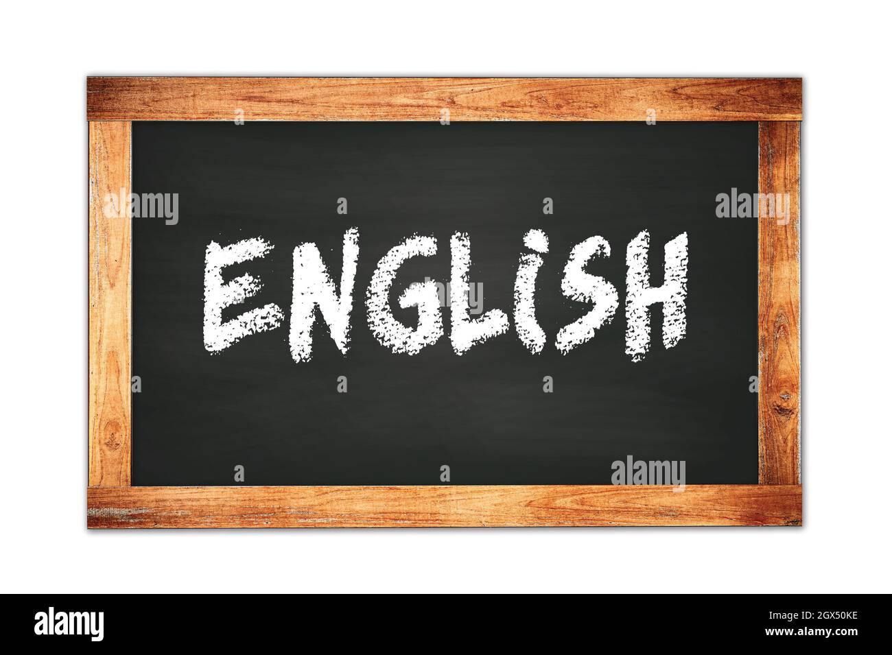 ENGLISH text written on black wooden frame school blackboard Stock ...
