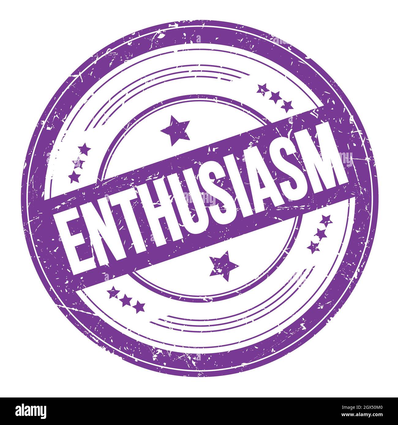 ENTHUSIASM text on violet indigo round grungy texture stamp Stock Photo ...