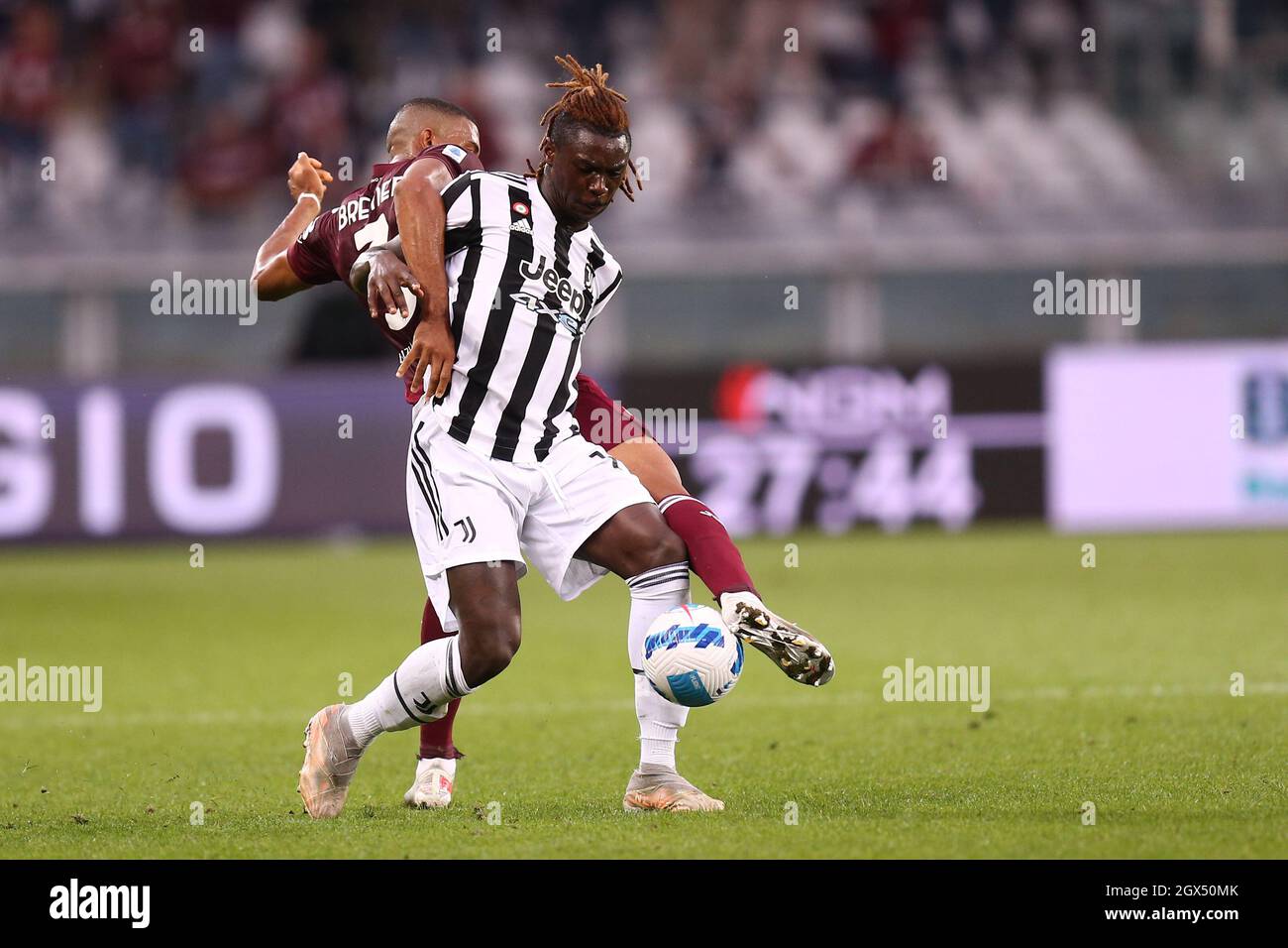 Gleison Bremer of Torino Fc and Moise Kean of Juventus Fc battle for ...