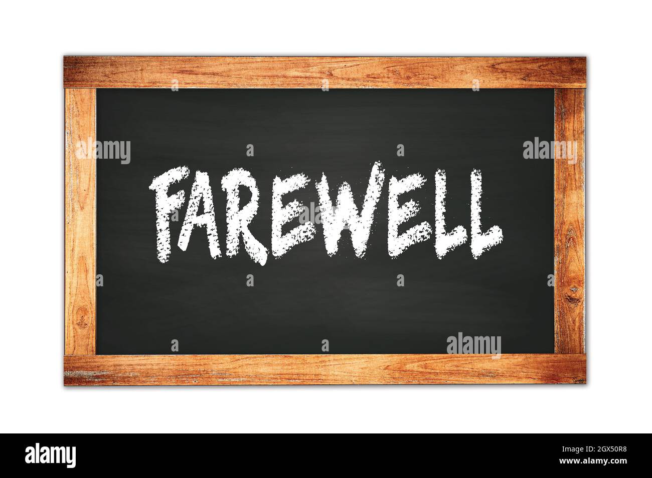 FAREWELL text written on black wooden frame school blackboard Stock ...