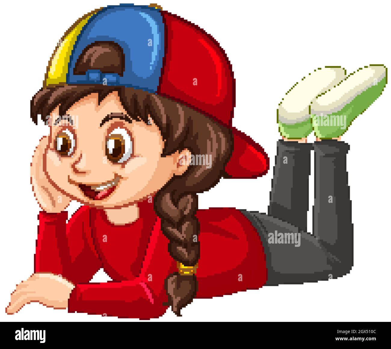 Red shirt girl cartoon Cut Out Stock Images & Pictures - Alamy