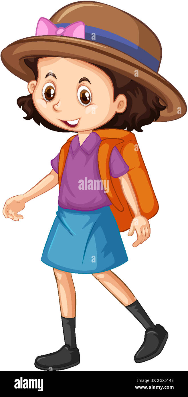 One happy girl with orange backpack Stock Vector Image & Art - Alamy
