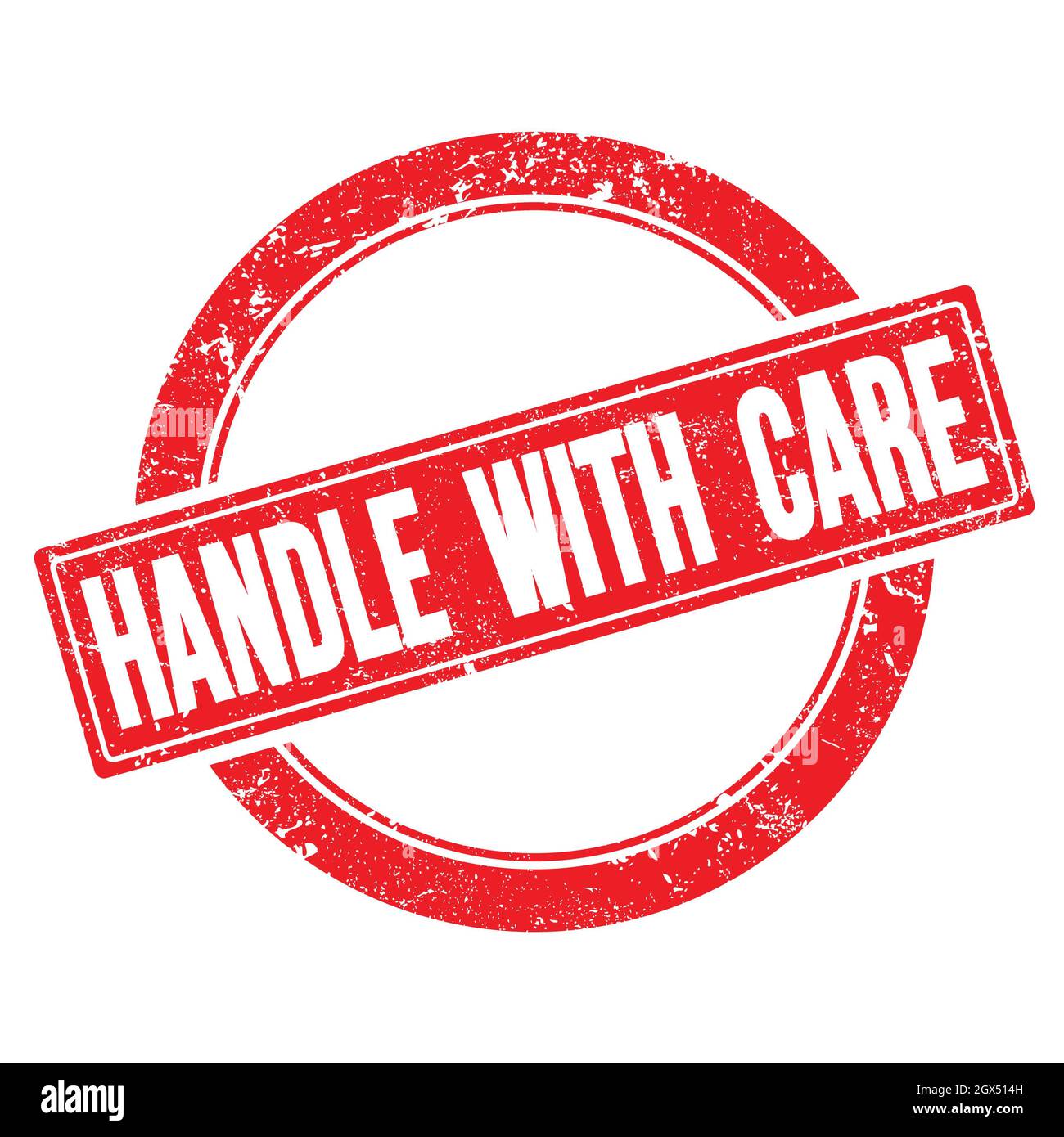 HANDLE WITH CARE text on red grungy round vintage stamp Stock Photo - Alamy