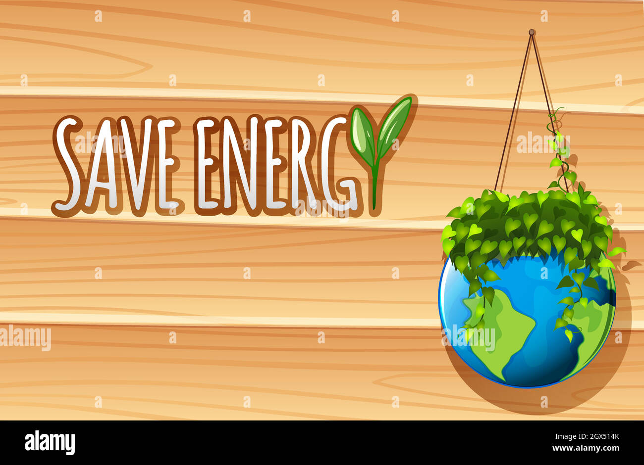 Save energy poster with globe and plants Stock Vector Image & Art - Alamy