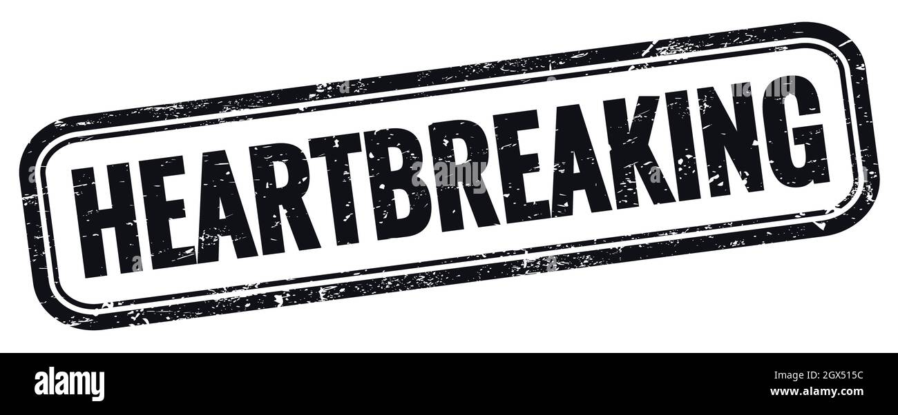 HEARTBREAKING text on black grungy vintage rectangle stamp Stock Photo ...