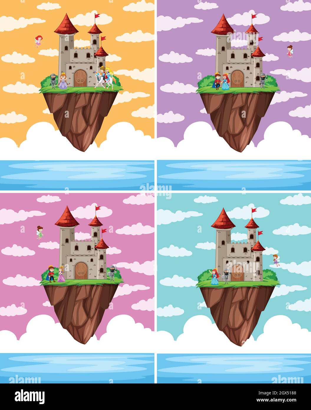 Medieval castle set Stock Vector Images - Alamy