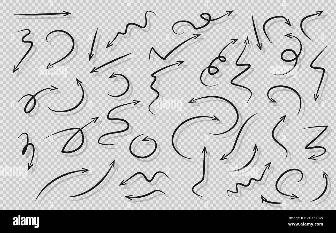 Hand Drawn Black Arrows with shadow, Vector Illustration EPS 10 Stock ...