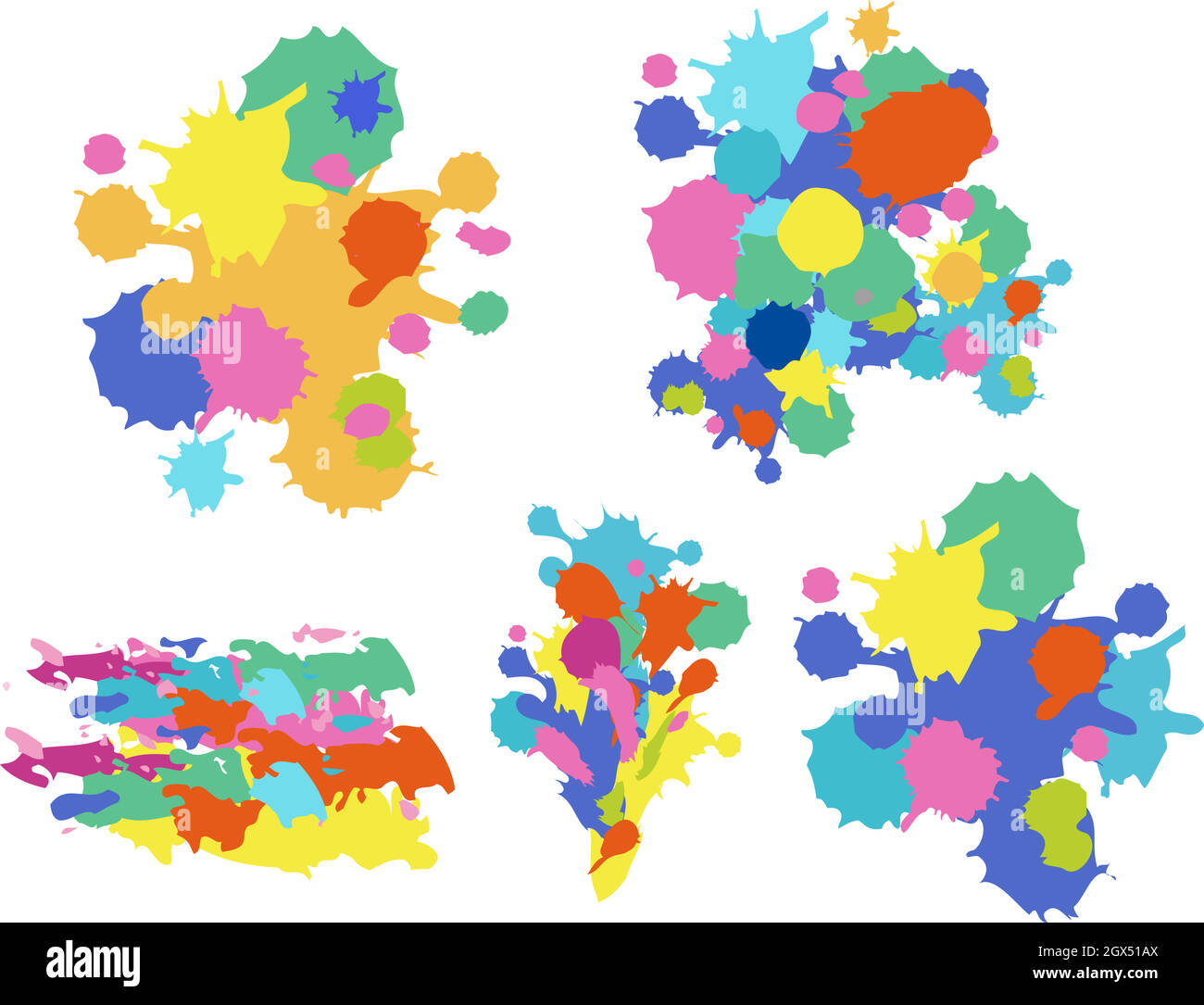 Different patterns of watercolor splash on white background Stock ...