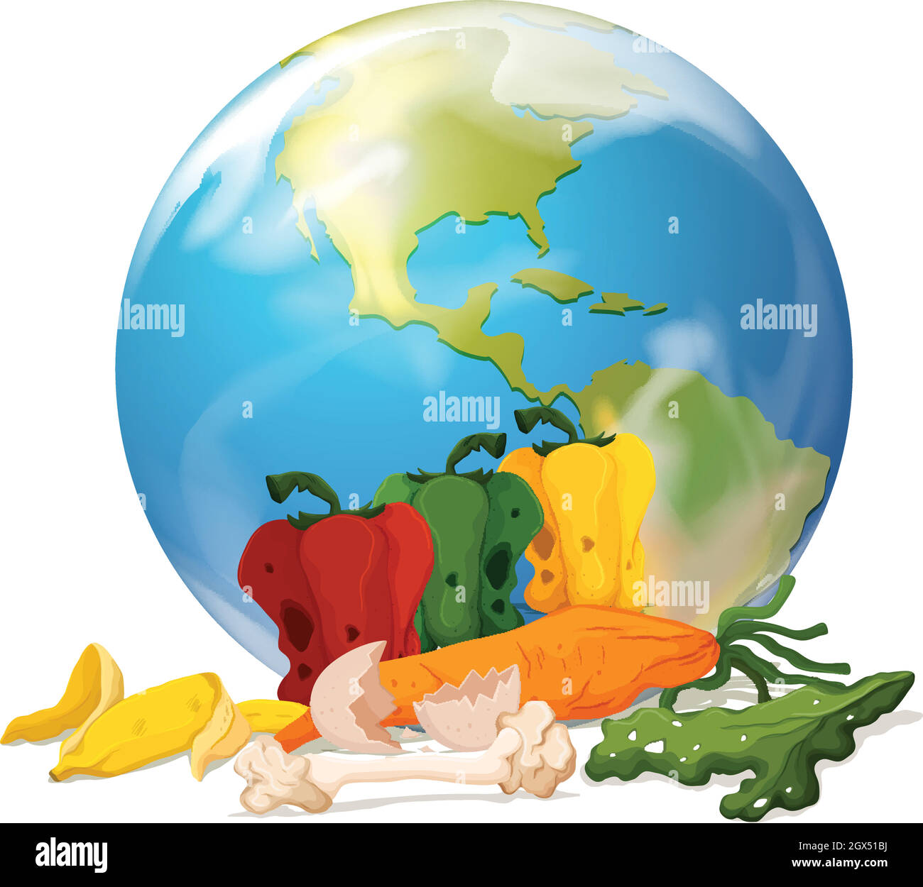 Global warming theme with earth and rotten food Stock Vector Image ...