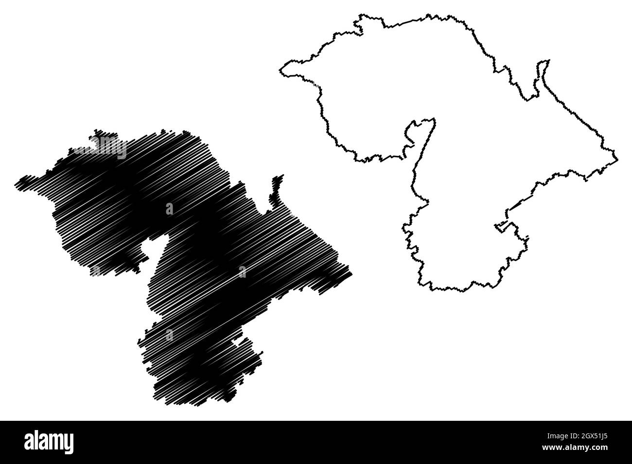 Jammu district (Jammu and Kashmir union territory, Republic of India) map vector illustration ...